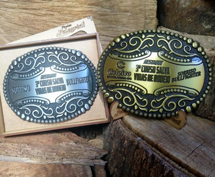 Fivela Premium Personalizada KIT COM 2 - Coloque seu nome ou Logo ...